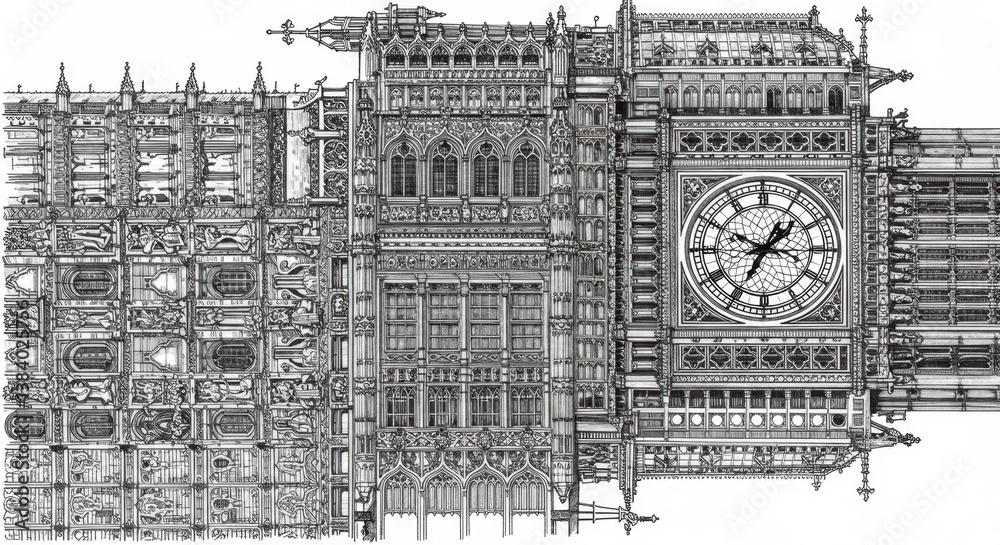 Fine Line Art of the Palace of Westminster の Stock イラスト | Adobe Stock