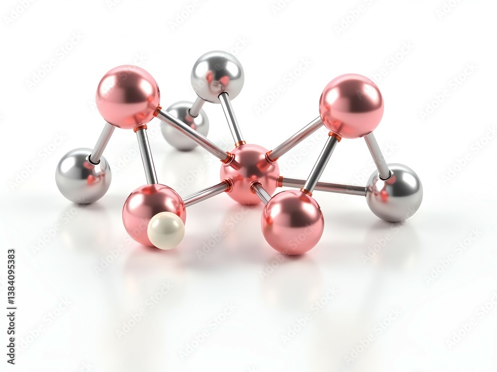High Resolution Molecular Diagram In Coral And Silver Ideal For Scientific And Academic Use