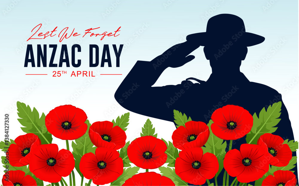 Anzac Day least we forget vector illustration best for card, banner, or ...