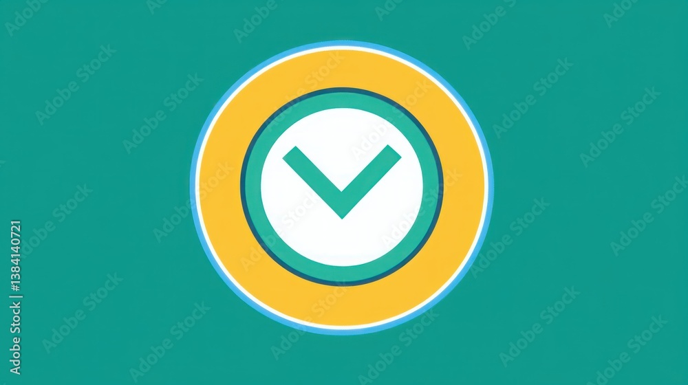 Progress indicator icon. A downward pointing arrow inside a circle with ...