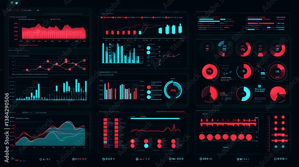 Futuristic dashboard displays various data visualizations including ...