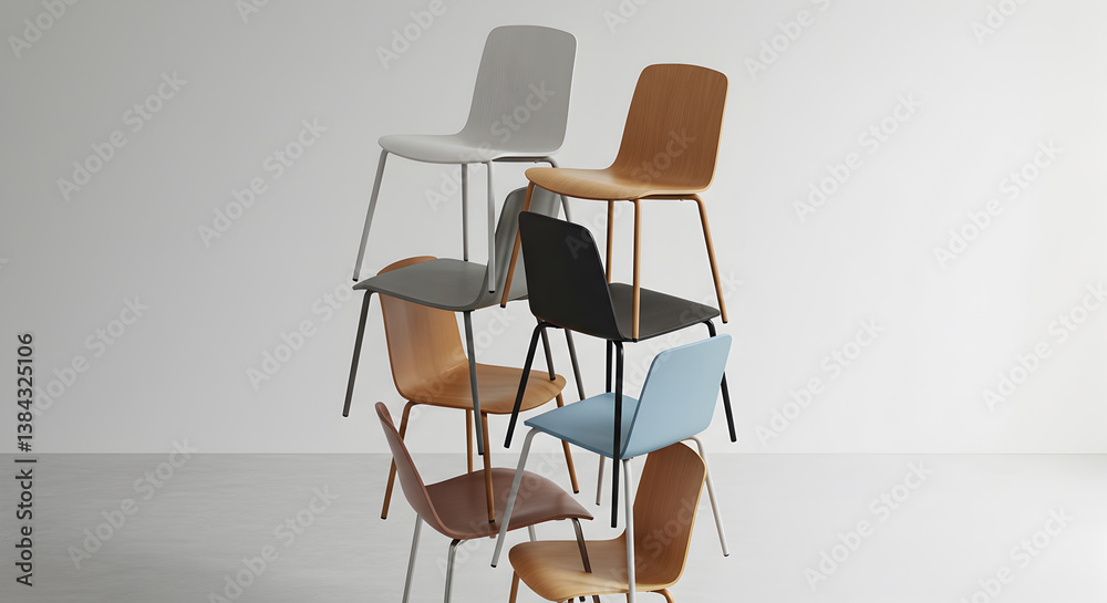 Modern Minimalist Dining Chairs Stacked Vertically for Space Saving ...