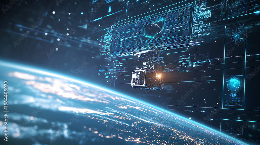 A high tech AI powered climate monitoring satellite station tracking ...