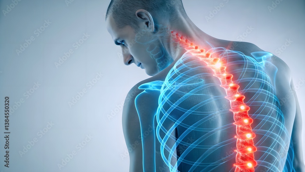 Modern and dynamic visualization of pain relief featuring glowing blue ...