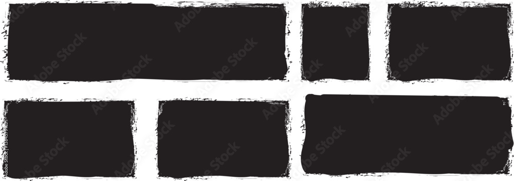 Set of grunge jagged rectangle shape. Vintage grunge boxes for collage ...