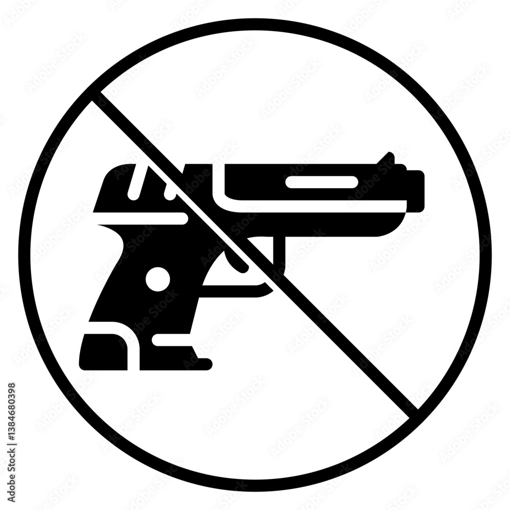 Sign Prohibiting Guns with Crossed Line Symbol for Safety Messaging ...