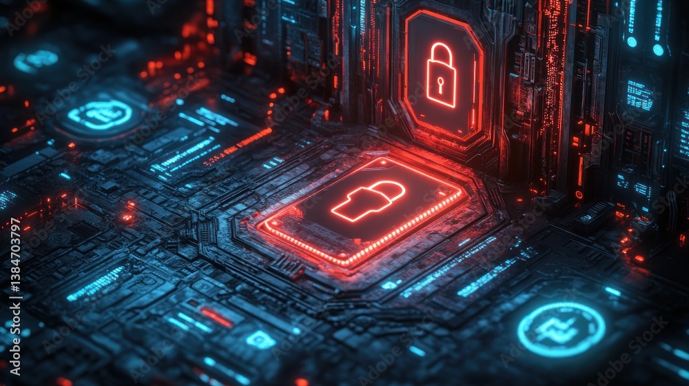 Cybersecurity: Neon Digital Fortress, Data Protection, Advanced ...