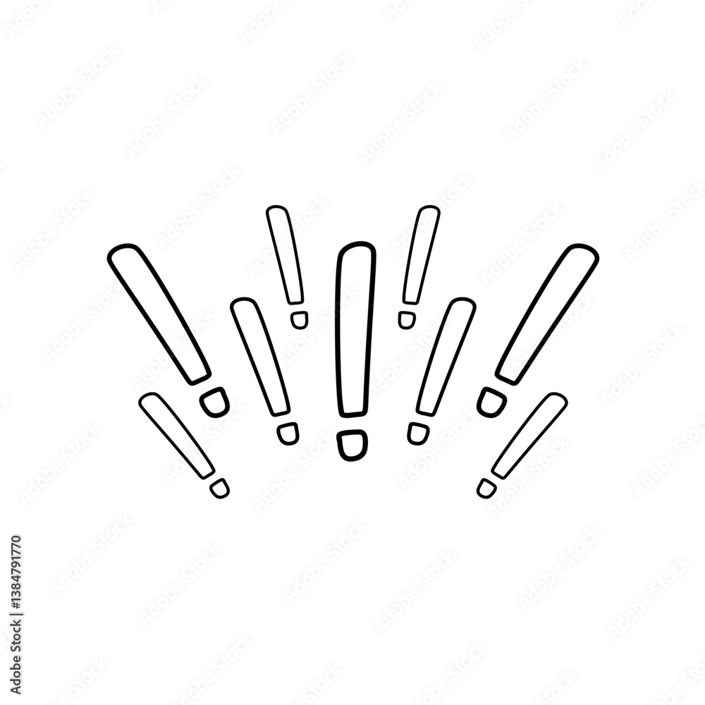 Doodle exclamation mark hand drawn sketch vector illustration isolated ...