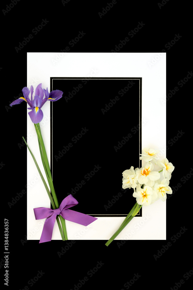 RIP in deepest sympathy in memorial card with flowers, white frame on ...