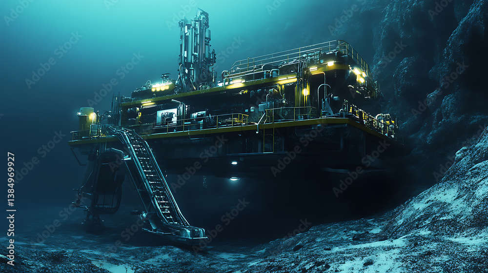 An AI powered deep sea mining station extracting rare minerals from the ...