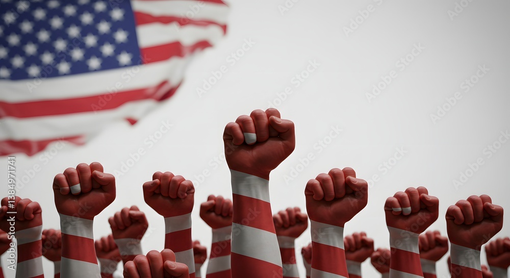 American unity A powerful image of raised fists painted in the colors ...