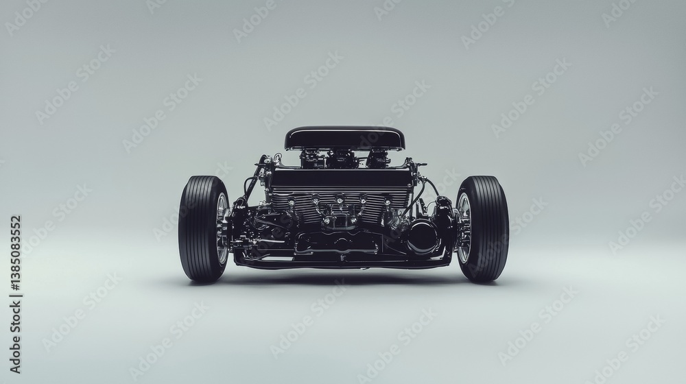 Classic hot rod car showcased against a minimalist backdrop with a ...