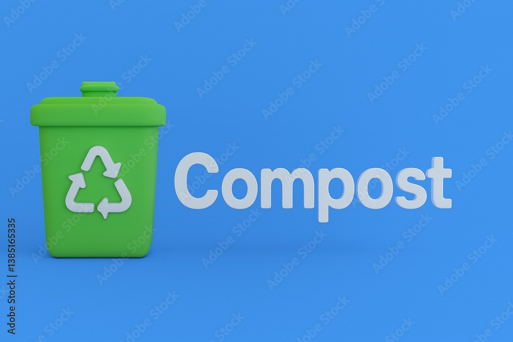 3D Compost Bin with Recycling Symbol for Sustainable Waste Management ...