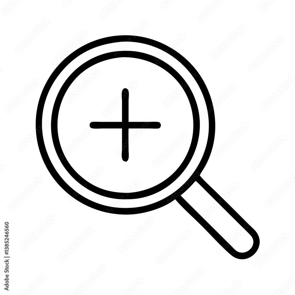 Magnifying glass with plus sign for zoom in search symbol vector graphic for ui design and user ...