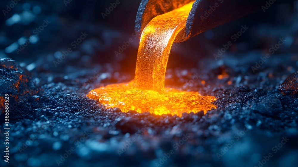 Vivid Industrial Casting Process with Molten Metal and Aggregate ...