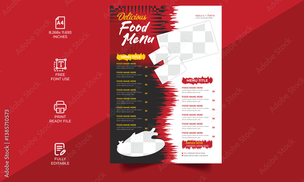 Fast food restaurant vector menu sketch template, Burger Restaurant ...