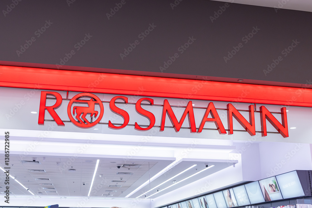 Poznan, Poland - March 15, 2025: Rossmann store entrance with ...