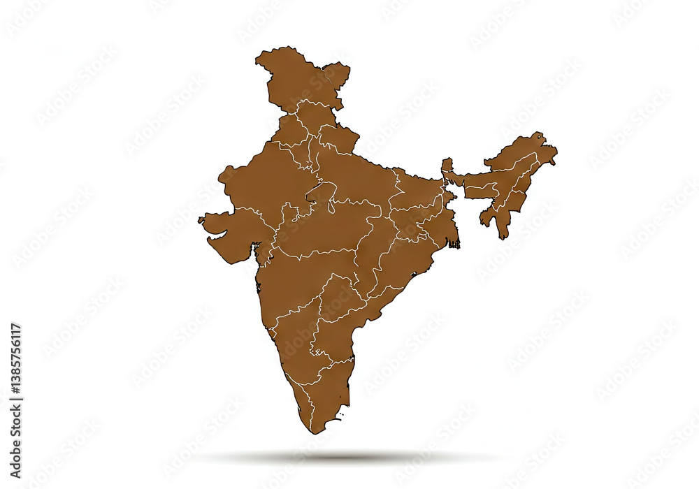 Detailed Map of India Showing States and Territories Stock Illustration ...