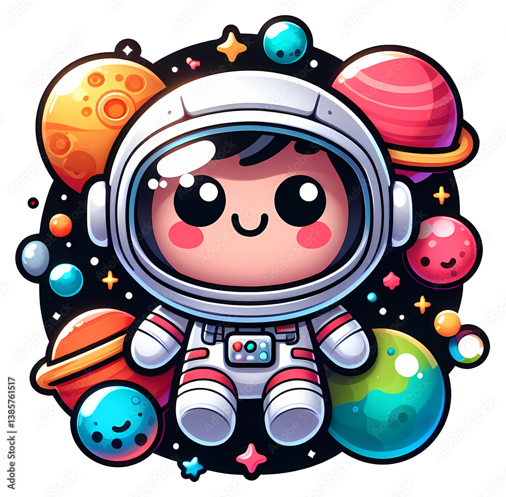 Sticker Illustration of Cute Astronaut, PNG Backgroundless. Stock ...