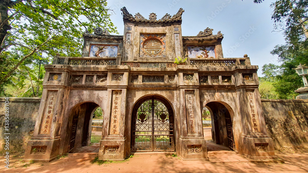 Hue, Vietnam - March 18, 2021 : Three Arched Gate Of Tu Hieu Pagoda. Tu ...
