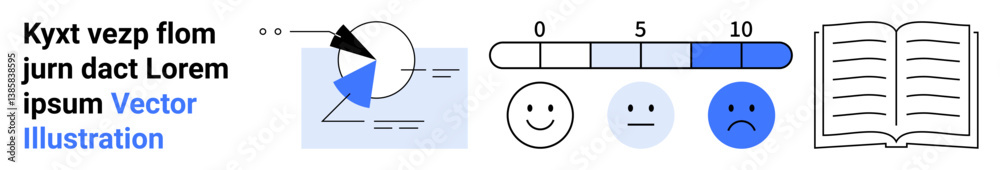 Pie chart with data insights, rating scale from 0-10, emoticons for ...