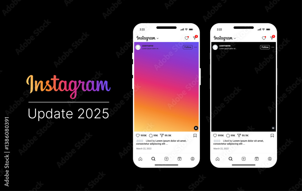 Vector de Stock Instagram Post mockup template with updated 2025 grid ...