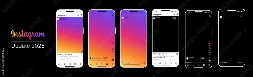 Instagram post story reels mockup template with updated 2025 grid size ...
