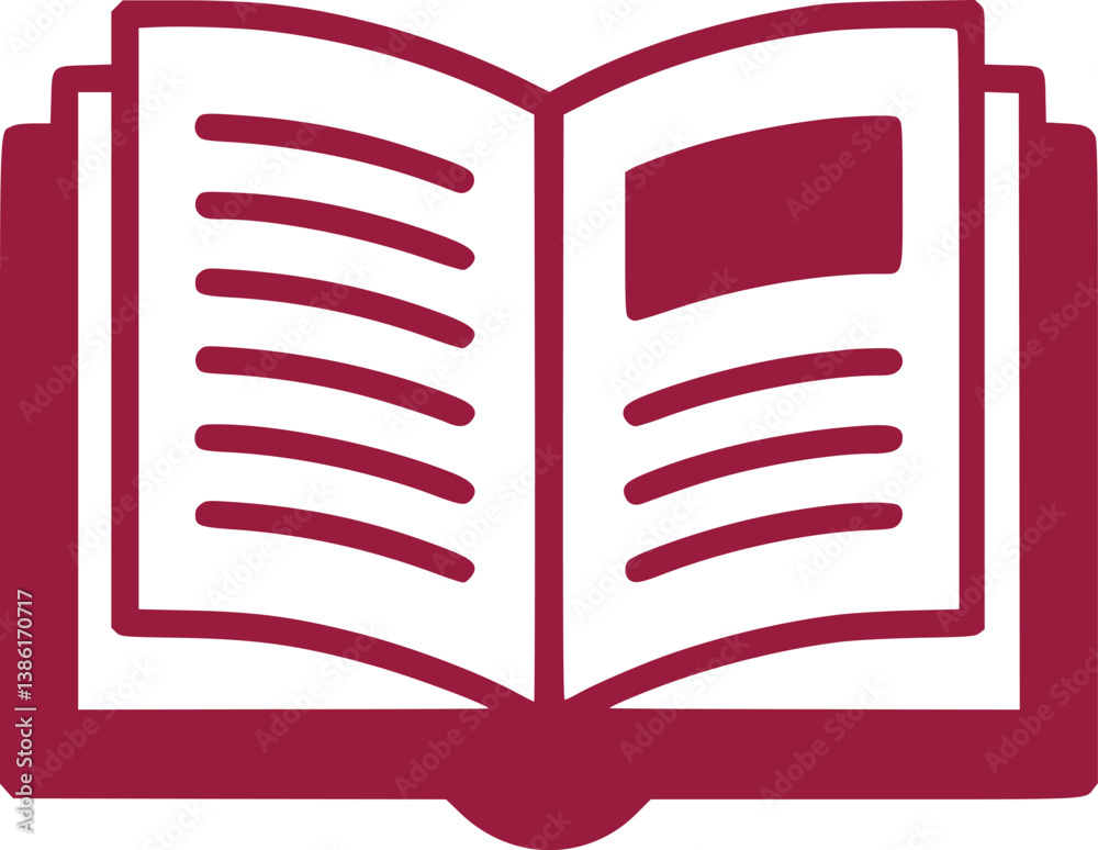 Maroon and White Flat 2D Book Icon Pack Versatile Book Icon Set for ...