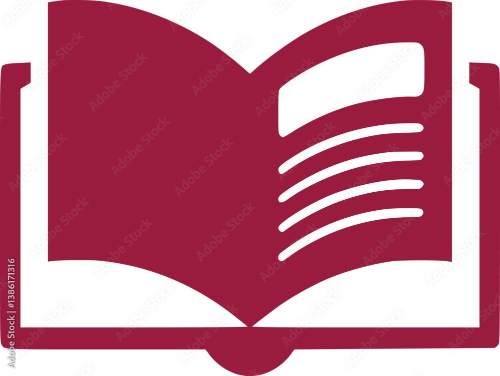 Maroon and White Flat 2D Book Icon Pack Versatile Book Icon Set for ...