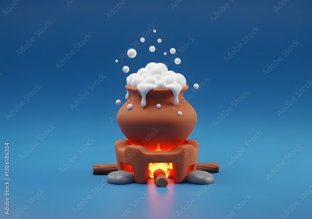 Minimal 3D Traditional Sri Lankan Avurudu Boiling Milk Ceremony Clay ...