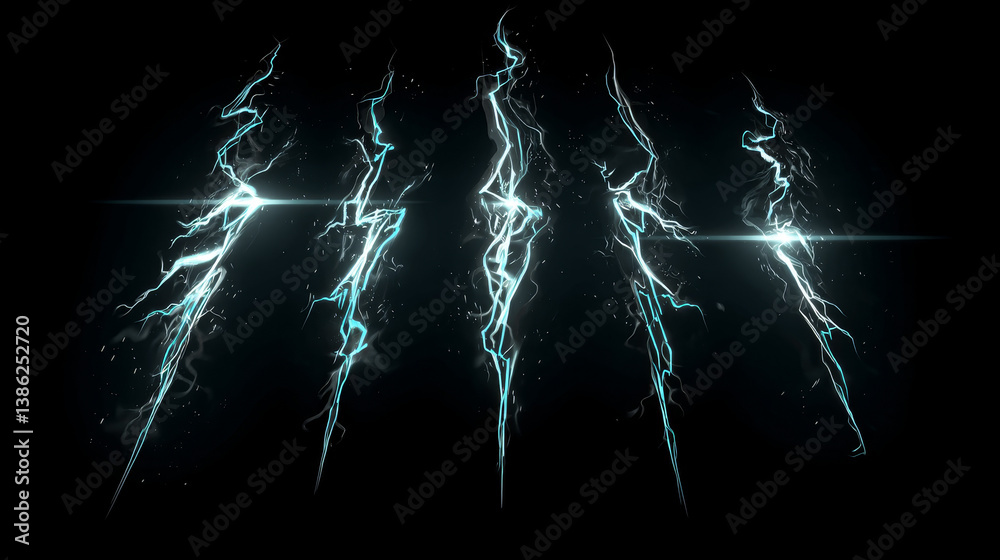 Cartoon lightning effect. Sprite sheet of lightning strike. Animation ...