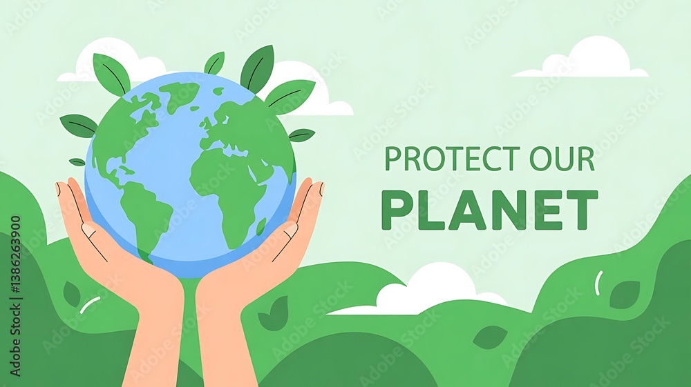 Minimal Earth Day vector header with invest in our planet typography ...