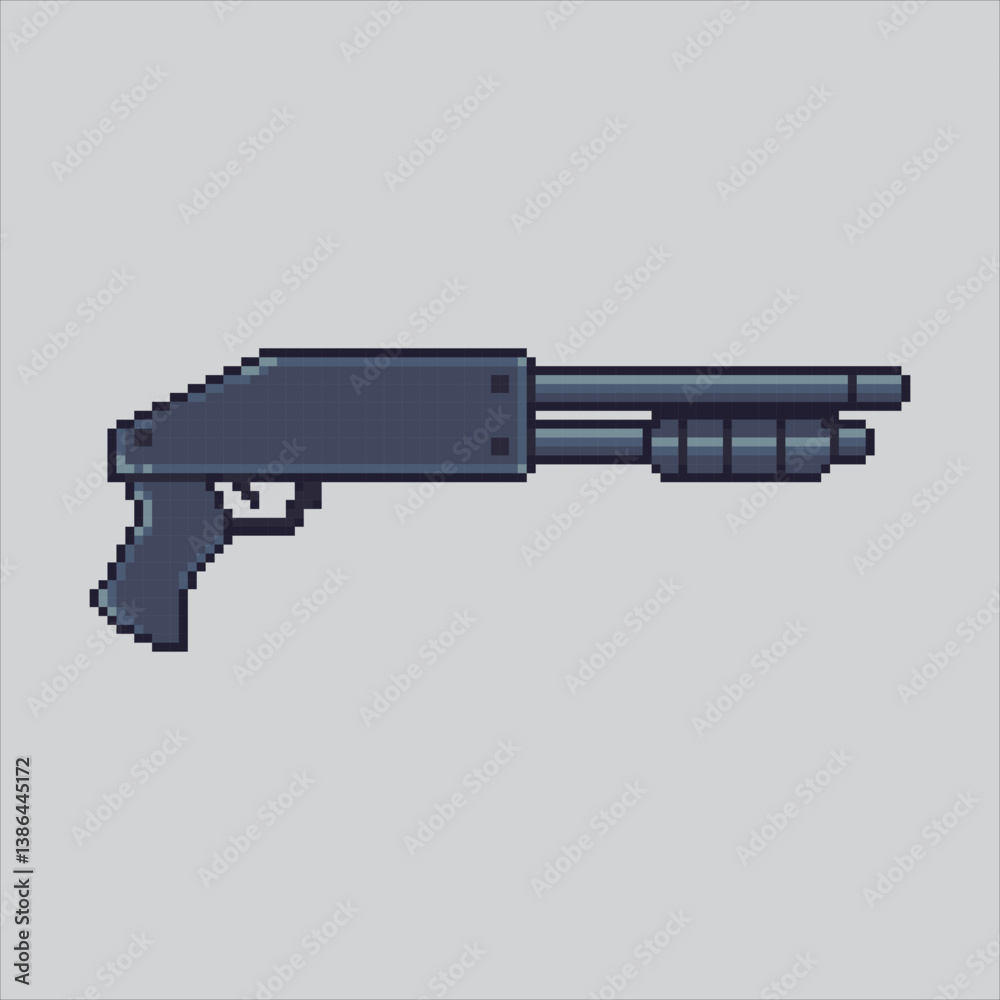 Стоковое векторное изображение «Pixel art illustration Shotgun Rifle ...