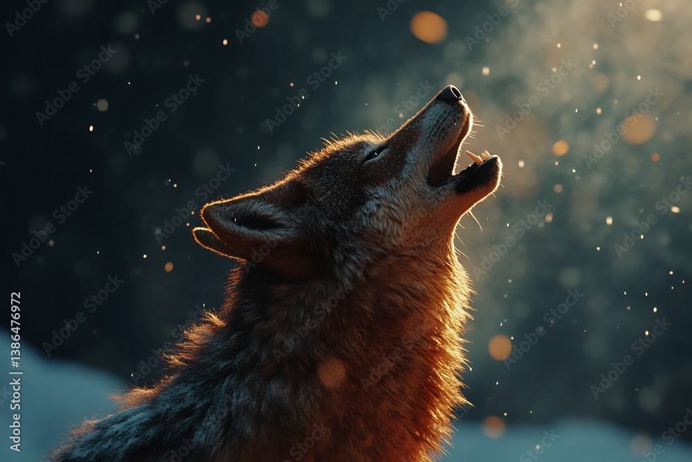 Cinematic portrait of a wolf howling at the moon natural lighting high ...