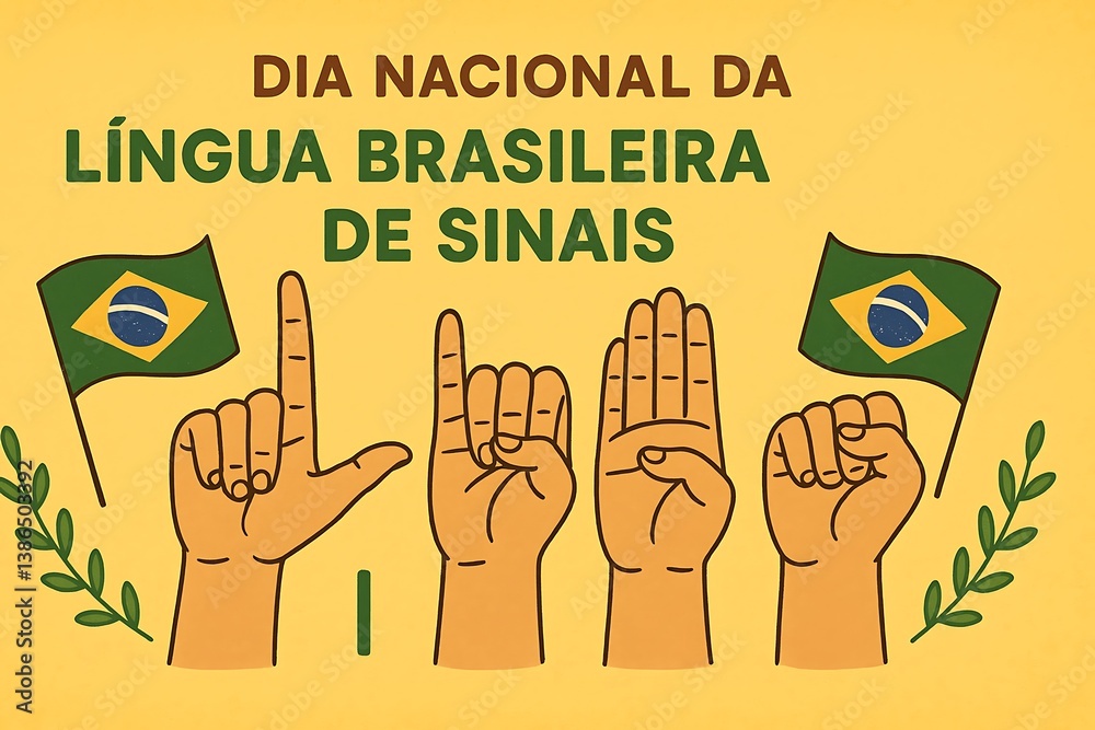 Brazilian Sign Language Day: A colorful illustration celebrates the ...