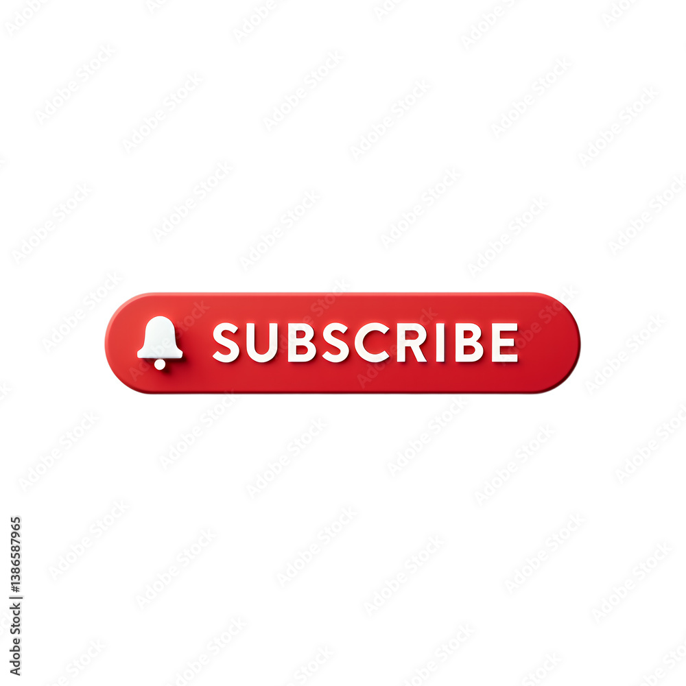Red Subscribe Button with Bell Icon, Transparent Background. Stock Photo | Adobe Stock