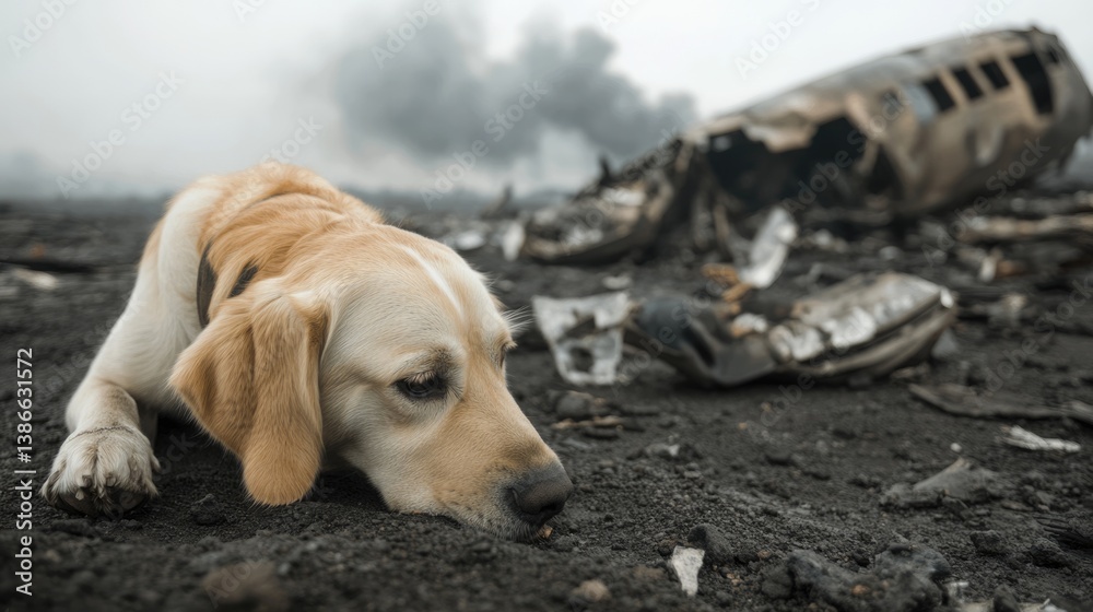 Aircraft accident - fatal mishap, aviation tragedy, wrecked fuselage ...