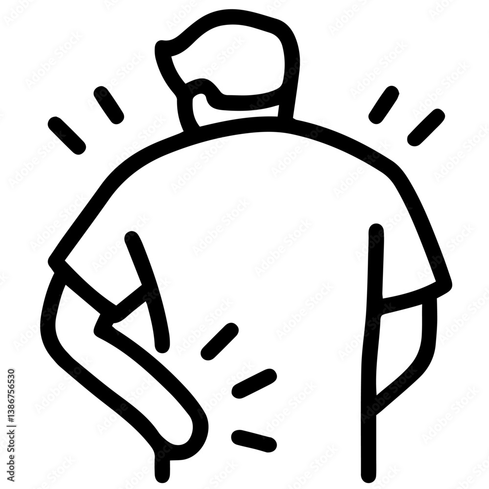 Person with Back Turned, Holding Lower Back with Hand, Back Pain ...