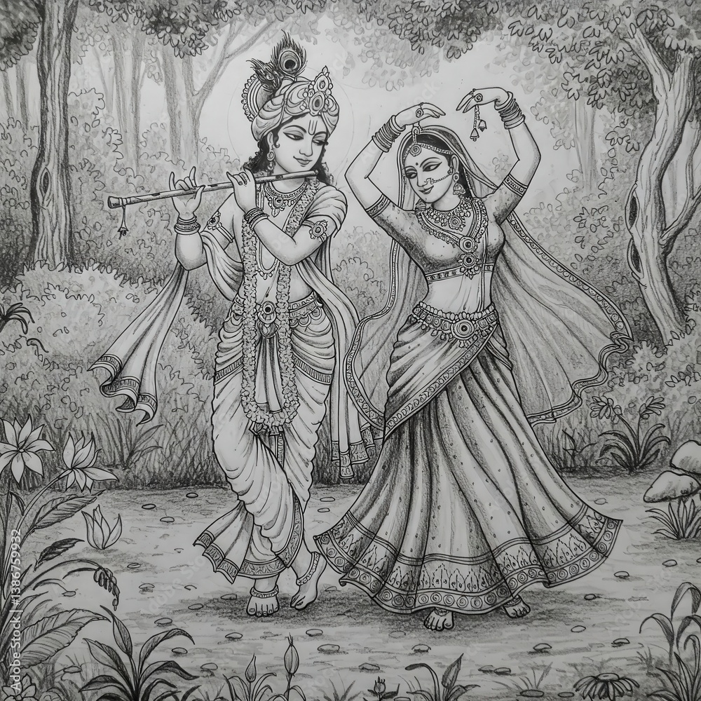 radha krishna drawing | easy simple radha krishna pencil sketche ...