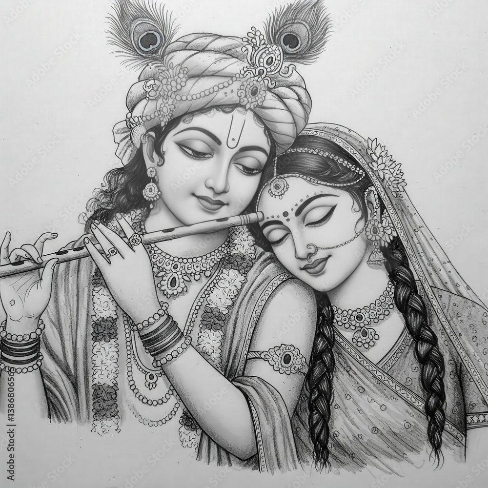 Radha Krishna Drawing | Easy Simple Radha Krishna Pencil Sketche ...