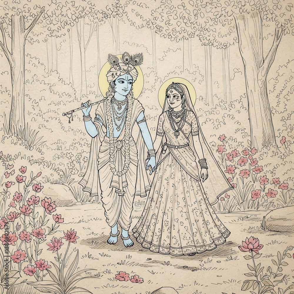 Radha Krishna Drawing | Easy Simple Radha Krishna Pencil Sketche ...