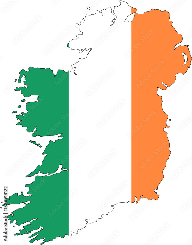 Ireland flag on the map illustration vector with transparent. Irish ...