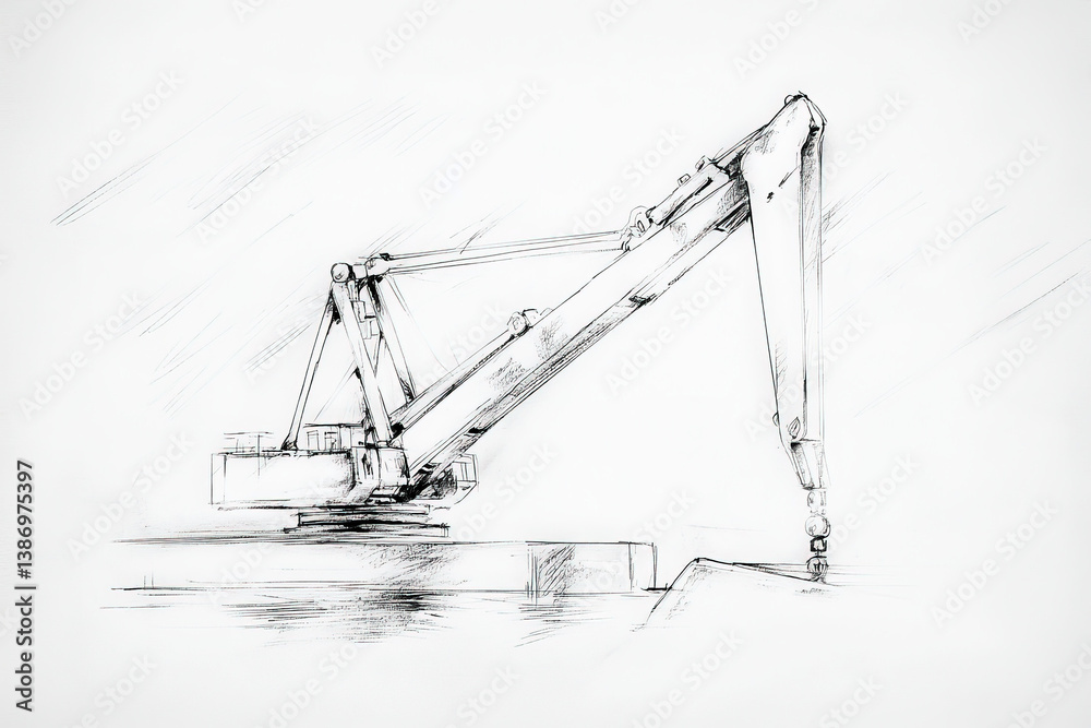 Crane sketch: An intricate representation of a crane, emphasizing its ...