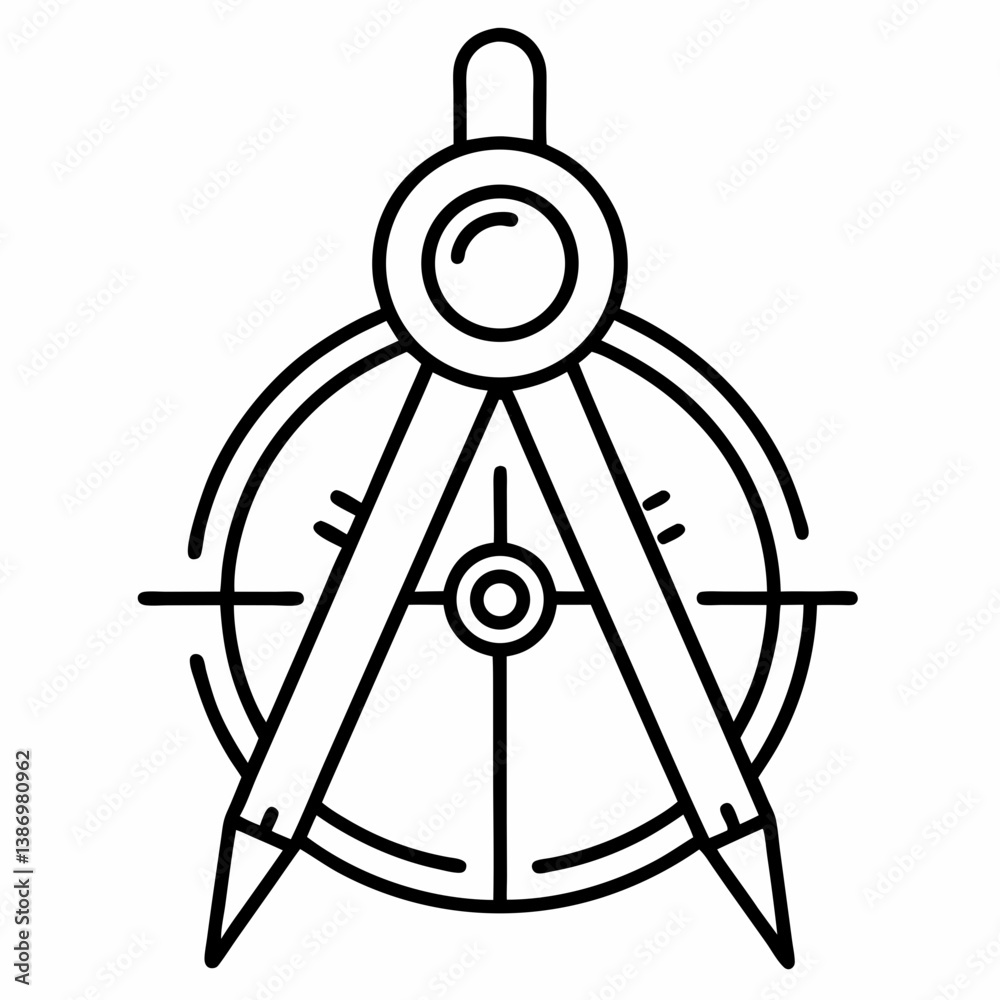 Compasses – Outline Coloring Book Line Art Set Stock Vector | Adobe Stock