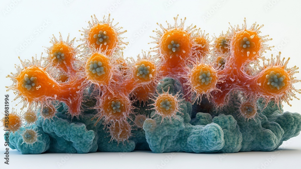 Realistic 3D model of bacterial infections spreading showcasing cell ...