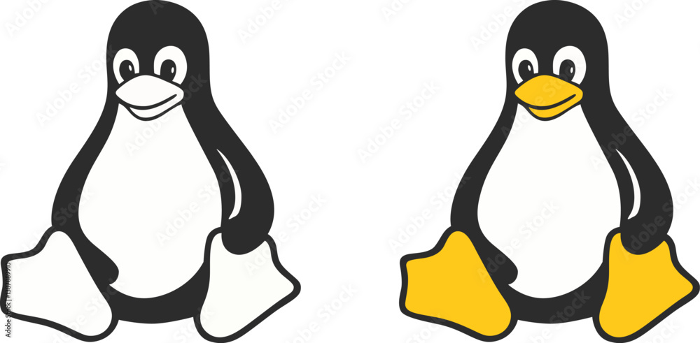 Linux Tux Penguin Logo Variations, Linux Mascot logo Stock Vector ...