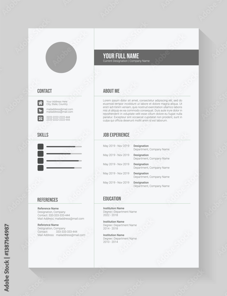 Clean and modern resume portfolio or cv template for candidates ...