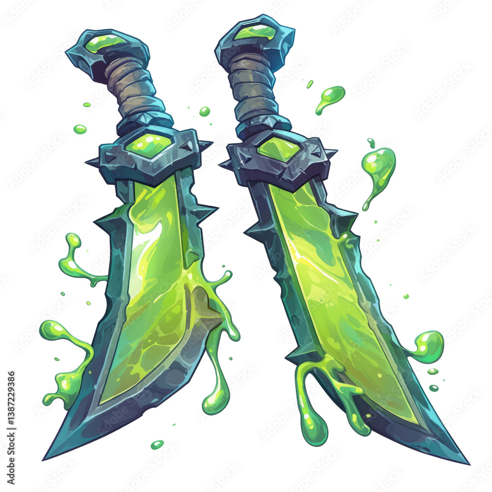 Dual toxic daggers on a transparent background game prop fantasy ...