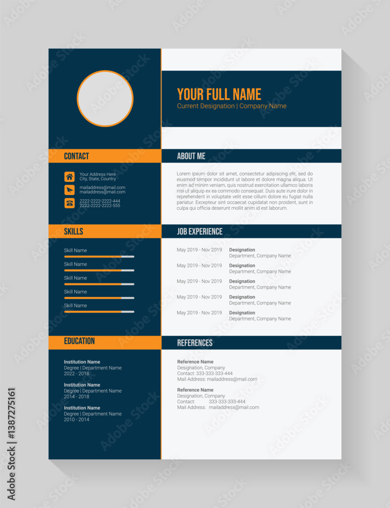 Clean and modern resume portfolio or cv template for candidates ...