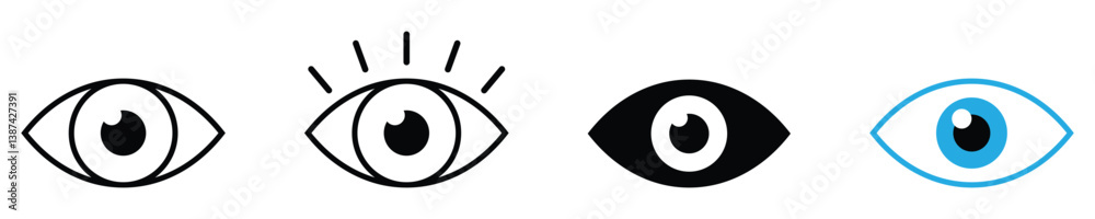 eye icon set. vision symbol. eyesight healthcare and medical sign ...